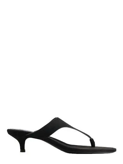 H&m Kitten Heel Thong Sandals With Oblique Toe - Black