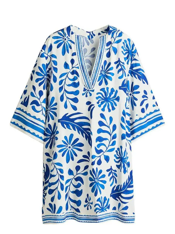H&m Viscose Tunic Dress - Blue/patterned