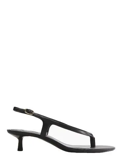 H&m Kitten-heeled Sandals With Square Toe And Adjustable Ankle Strap - Black