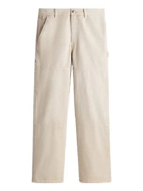 H&m Regular Fit Carpenter Trousers In Cotton Twill - Light Beige