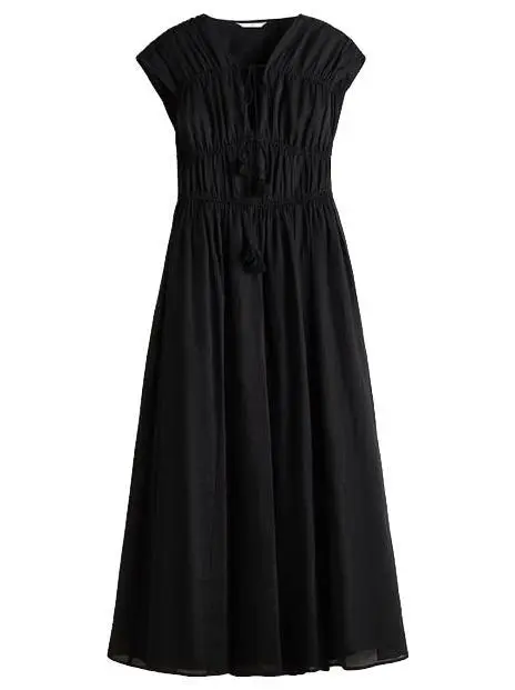H&m Drawstring Detail Ramie Maxi Dress - Black