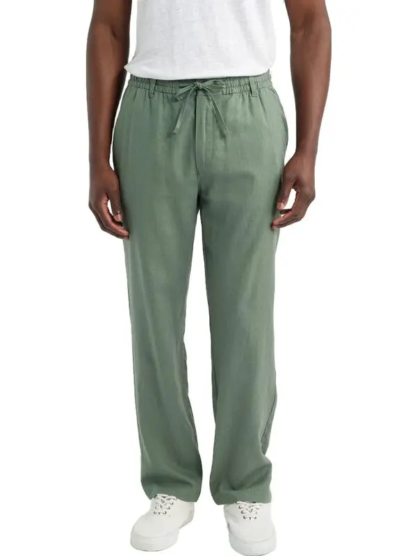 Mack Weldon Straight Leg Linen Blend Drawstring Pants - Cactus