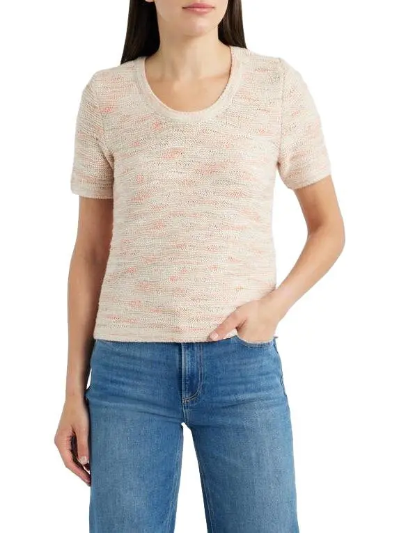 NIC+ZOE Wave Stitch Cotton Blend Sweater - Pink Multi