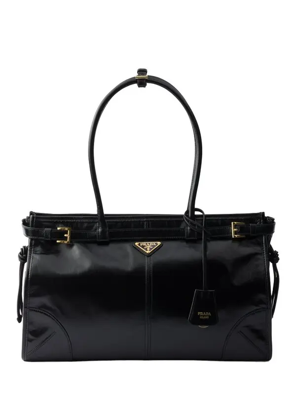 Prada Bonnie Large Leather Handbag - Black