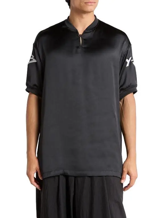 Y3 Liquid Logo Satin Jersey T-shirt - Black