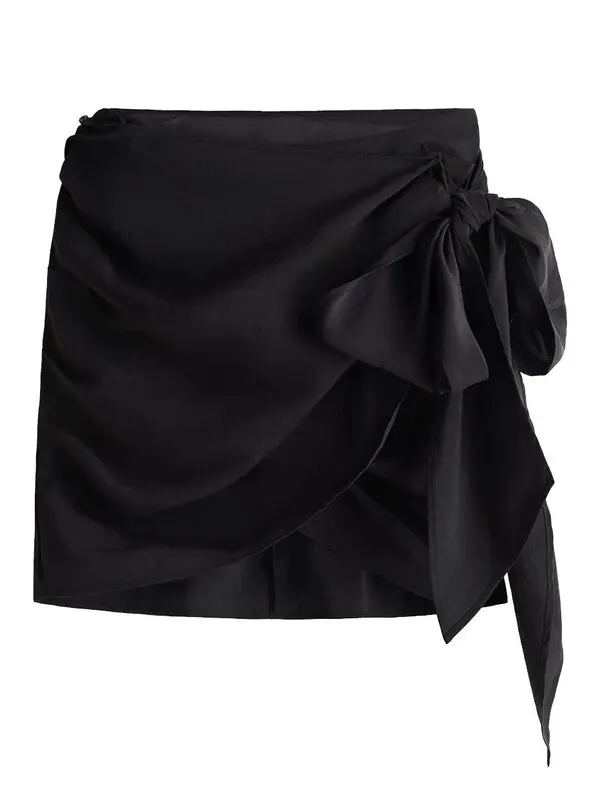 H&m Draped Wrap Mini Skirt - Black