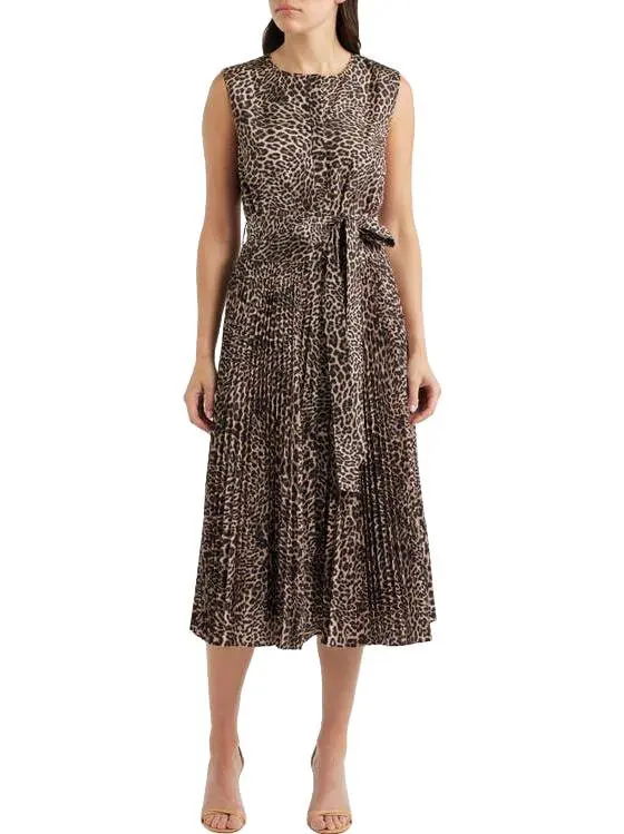 Kobi Halperin Stella Leopard Print Midi Dress - Natural Multi