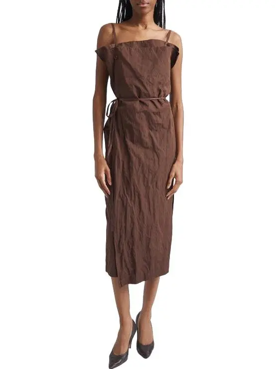 Ossou Shore Apron Wrap Midi Dress - Cedar