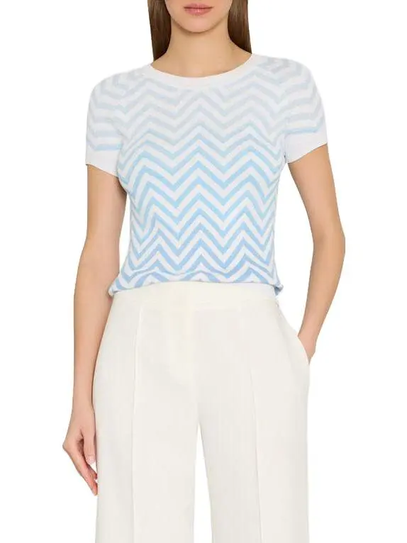 MILLY Kaira Metallic Stripe Crewneck Sweater - Blue Multi