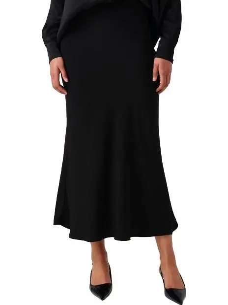 GHOST LONDON Lyra Crepe Midi Skirt - Black