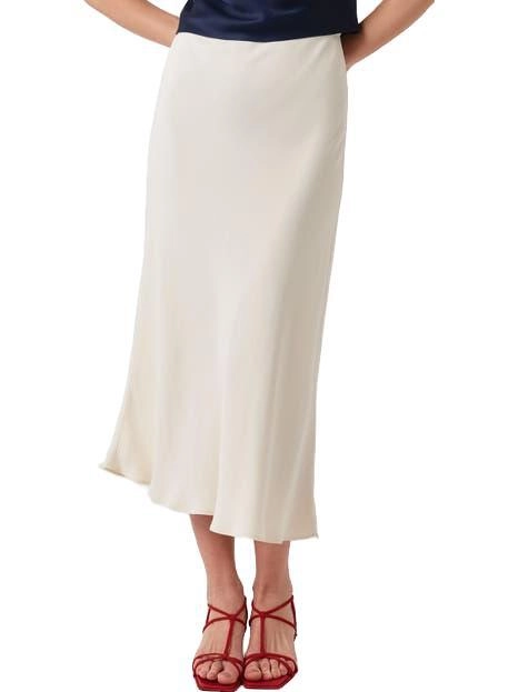 GHOST LONDON Lyra Crepe Midi Skirt - Ivory