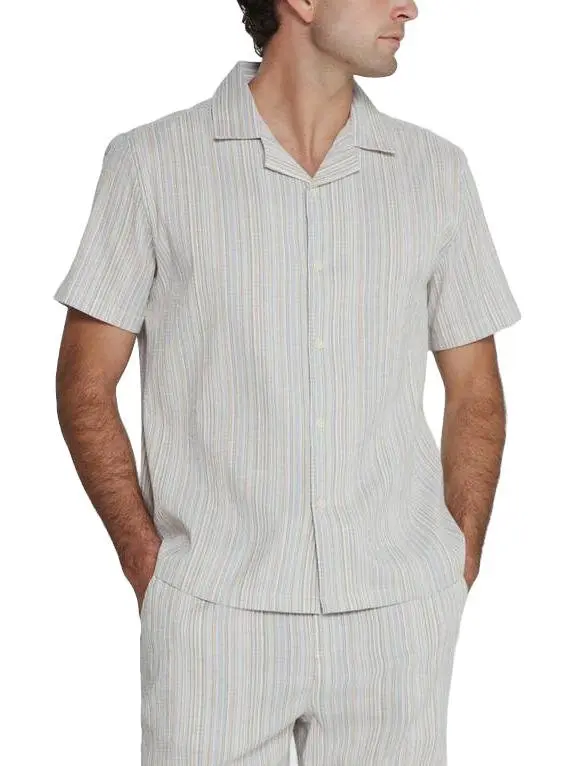 7 Diamonds The Verve Striped Camp Shirt - Blue