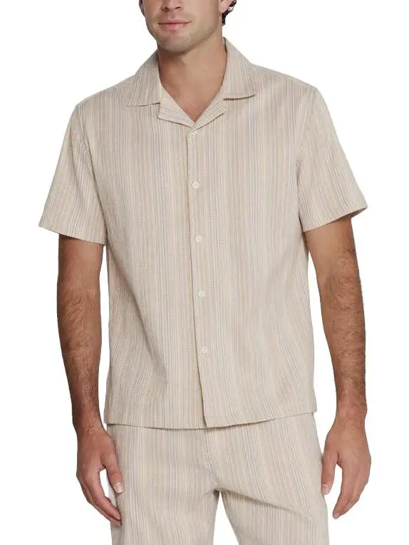 7 Diamonds The Verve Striped Camp Shirt - Tan