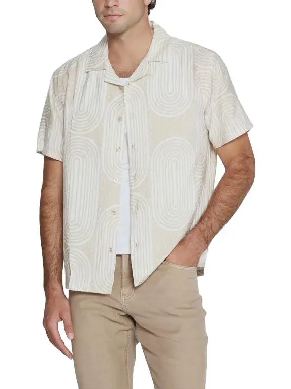 7 Diamonds Adrien Geometric Print Camp Shirt - Sand