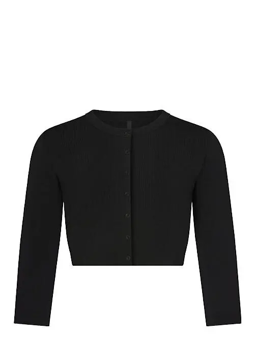 SKIMS Refined Knit Cropped Cardigan - Obsidian