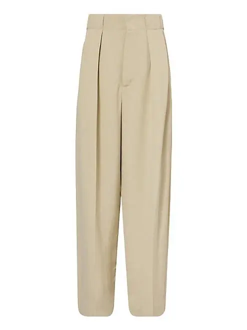 Victoria Beckham Pleated Tailored Woven Trousers - Antartic Grey