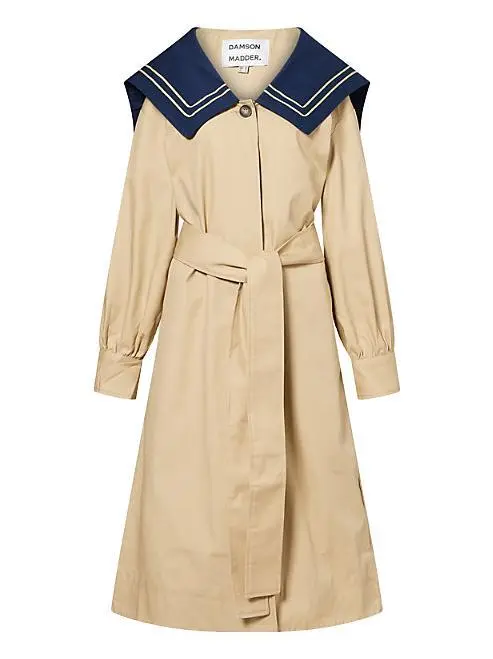 DAMSON MADDER Ella Sailor-collar Cotton Trench Coat - Tan