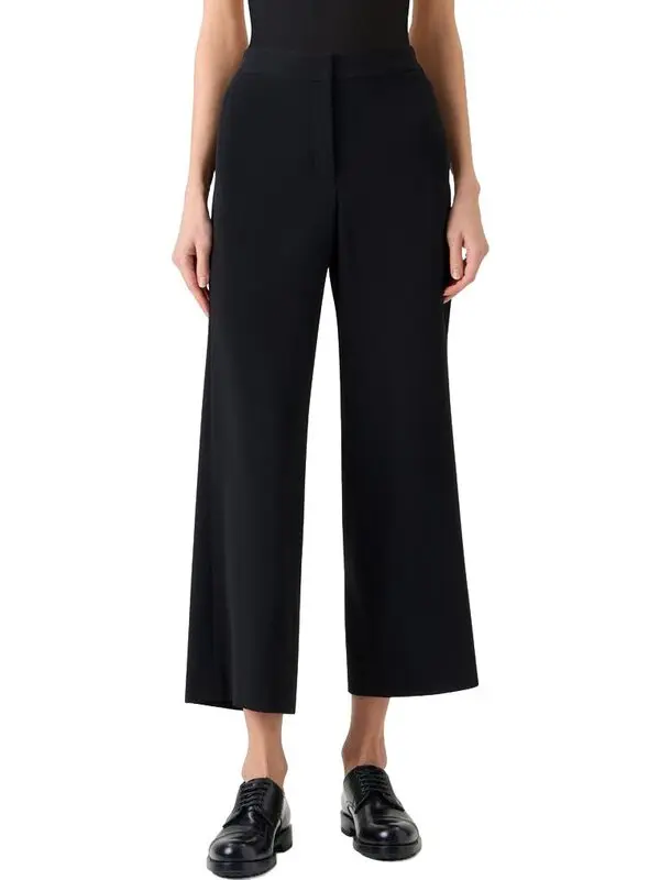 Akris Marlon Laser Cut Crepe Crop Wide Leg Pants - Black