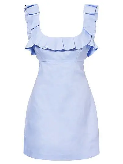 Zimmermann Ruffled Cotton Mini Dress - Sky