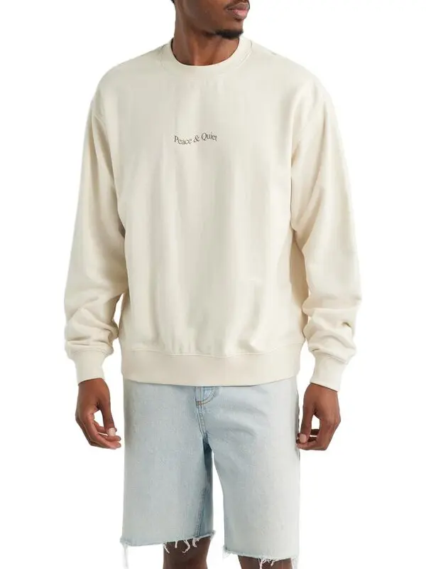 MUSEUM OF PEACE & QUIET Wordmark Graphic Sweatshirt - Bone