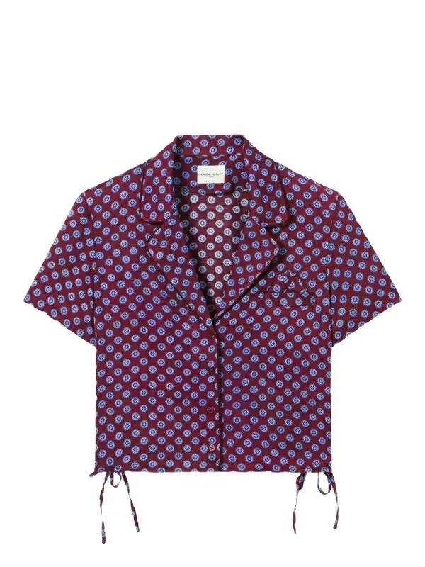 Claudie Pierlot Geometric Pattern Cropped Shirt - Red