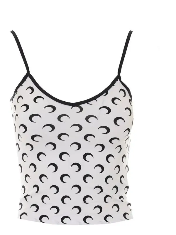 MARINE SERRE Moon Print Jersey Straps Top - White