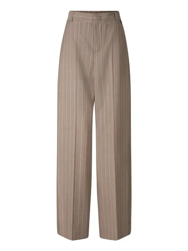 Bogner Joya Virgin Wool Pants With Pin Stripes - Camel