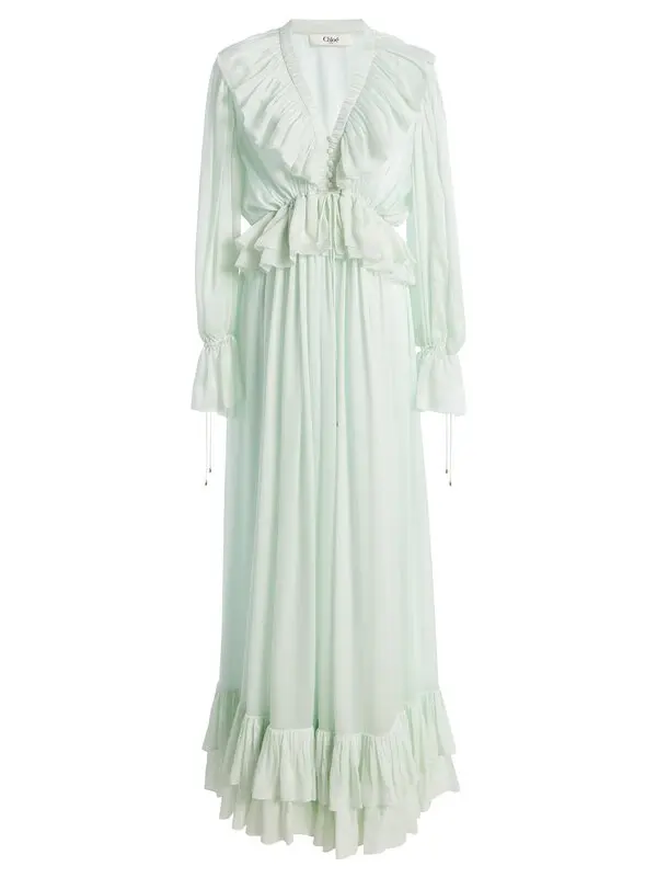 Chloé Pleated Maxi Dress - Grey