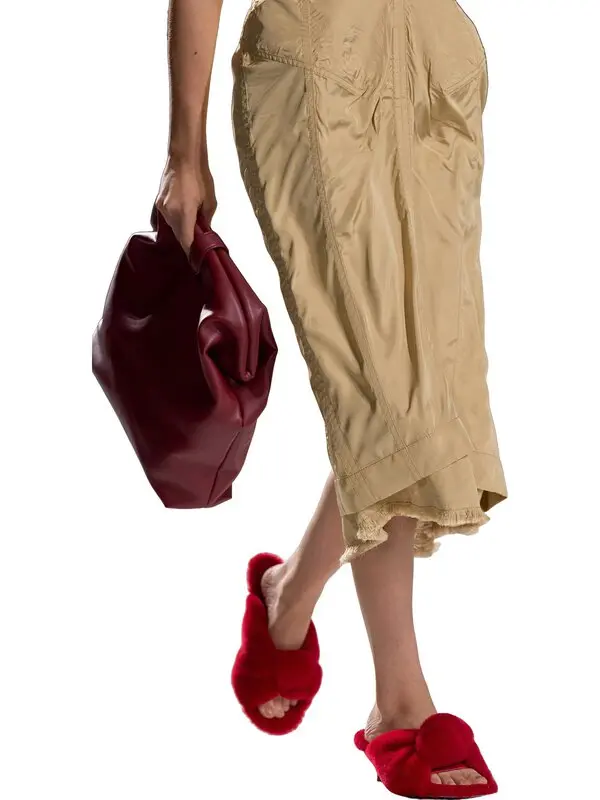 Bottega Veneta Cherry Kitten Heel Mule Sandal - Red