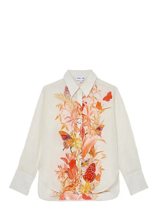 REISS X New York Botanical Garden Cilia Ramie Shirt - Ivory