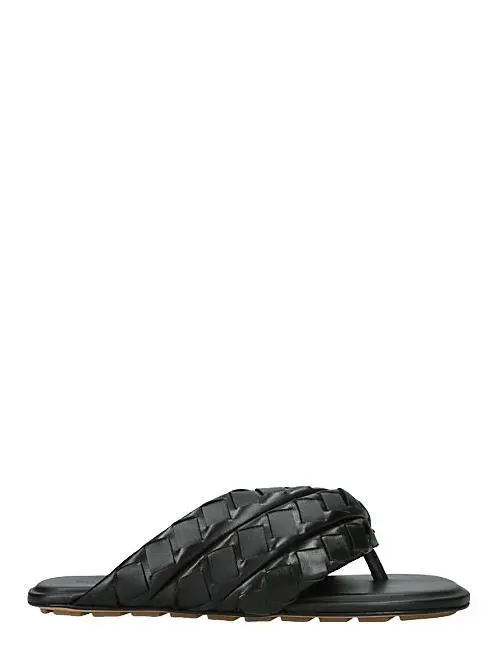 Bottega Veneta Padded Intrecciato Leather Thong Sandals - Black