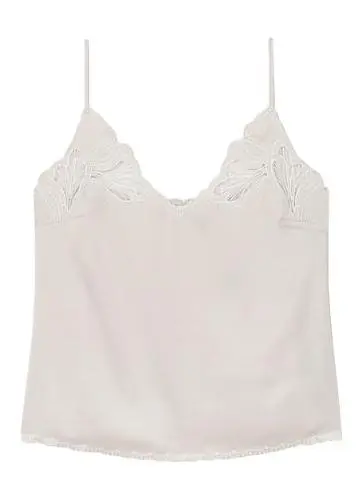 REISS Joanie Lace-detail Satin Cami Top - Neutral