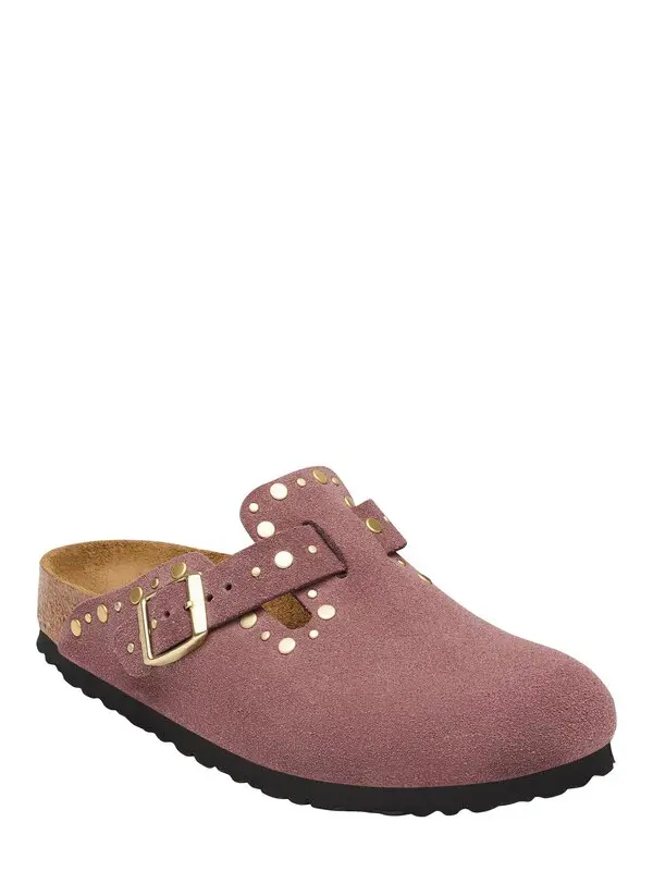 BIRKENSTOCK Boston Rivet Suede Leather Clogs - Pepper