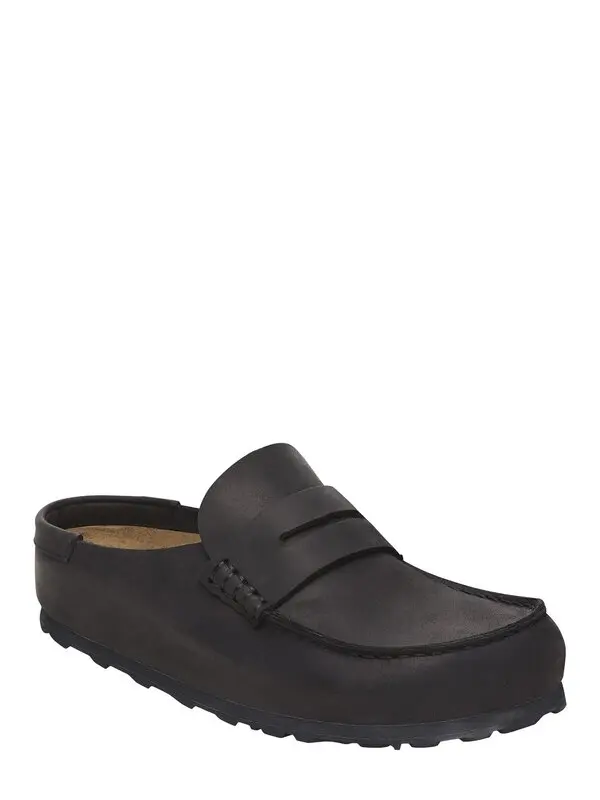 BIRKENSTOCK Naples Wrapped Oiled Leather Mules - Black