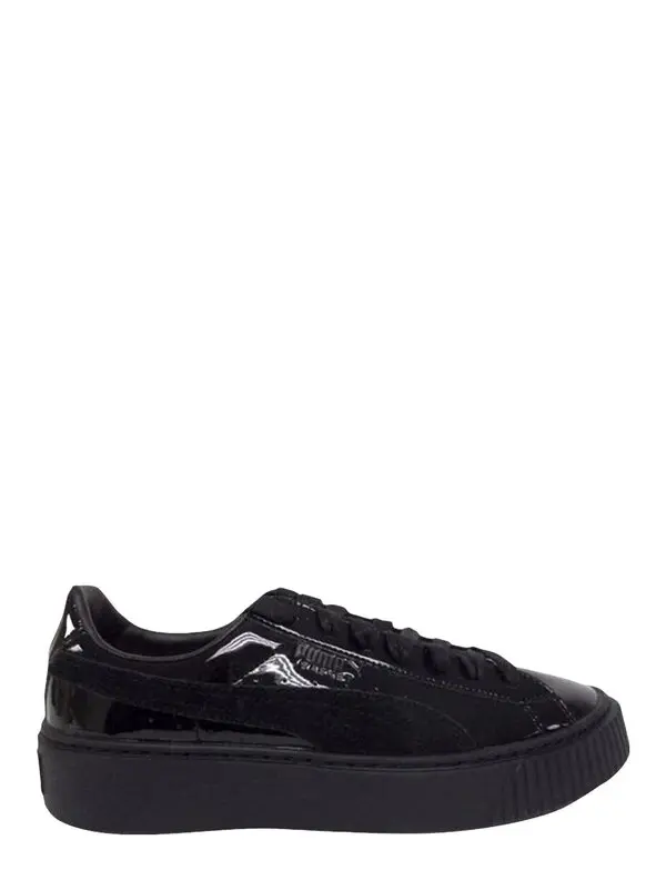 PUMA Wmns Basket Platform Patent Leather Sneakers - Black