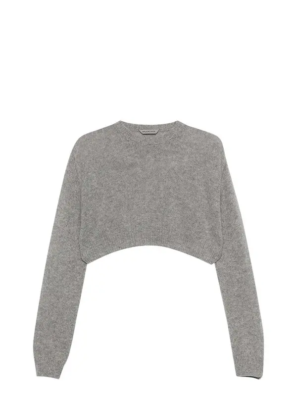 Balenciaga Cropped Crewneck Sweater - Grey
