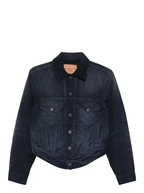 Balenciaga Curved Waistband Denim Jacket - Blue