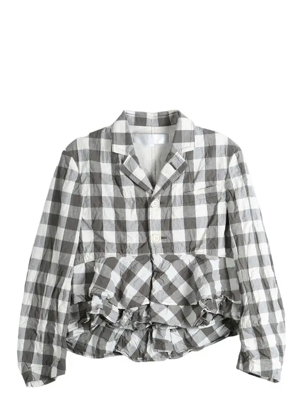 Tao Comme Des Garçons Plaid Ruched Hem Jacket - Grey