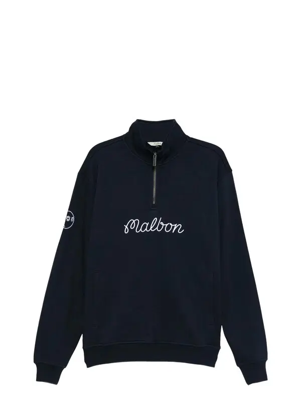 MALBON Collegiate Half-zip Sweatshirt - Blue