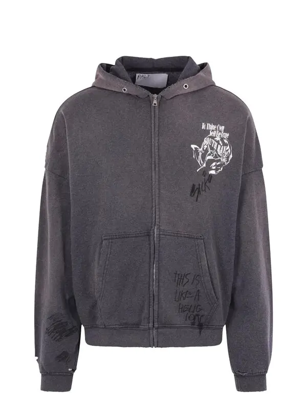 PALY HOLLYWOOD Carrying The Message Zip Hooded Sweatshirt - Black