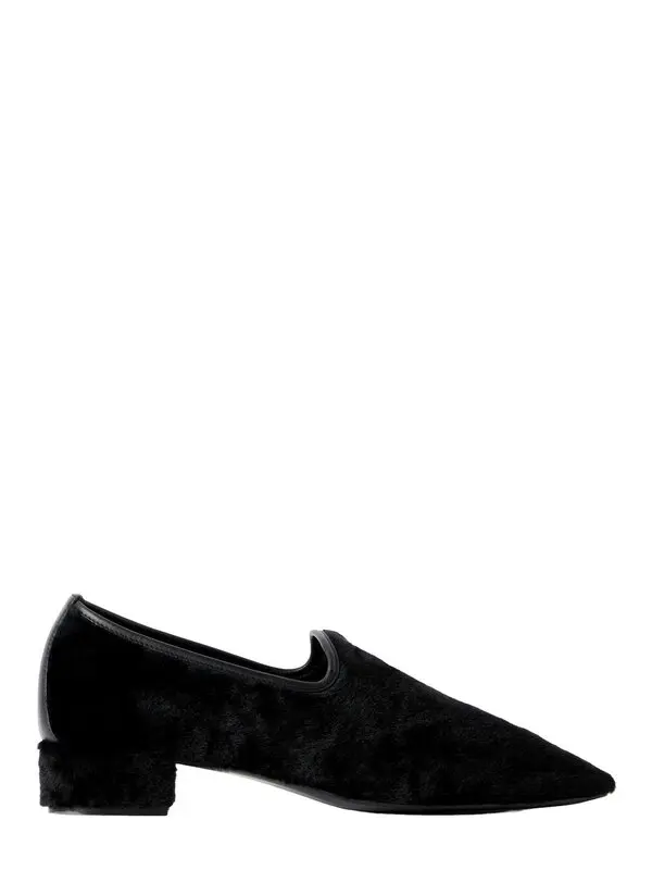 HERBERT LEVINE Shearling Square-toe Loafers - Black