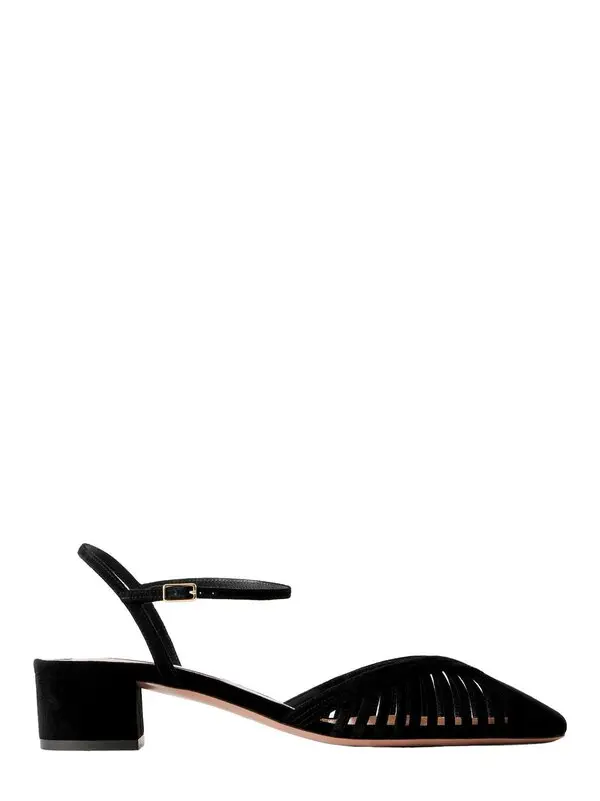 AQUAZZURA Yara Suede Block Heel Pumps - Black