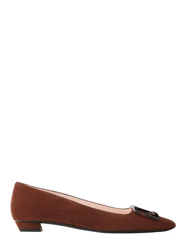 ROGER VIVIER Belle Vivier Suede Ballet Flats - Brown