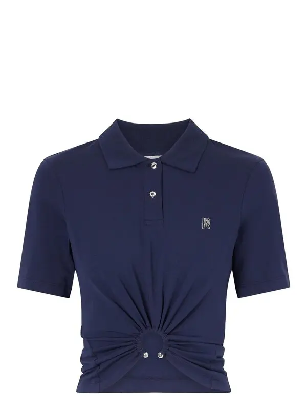 Rabanne Embellished Cotton-blend Polo Shirt - Blue