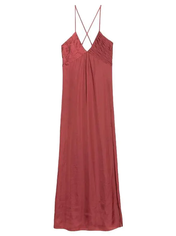 Zadig&Voltaire Rayonne Satin Maxi Dress - Cherry
