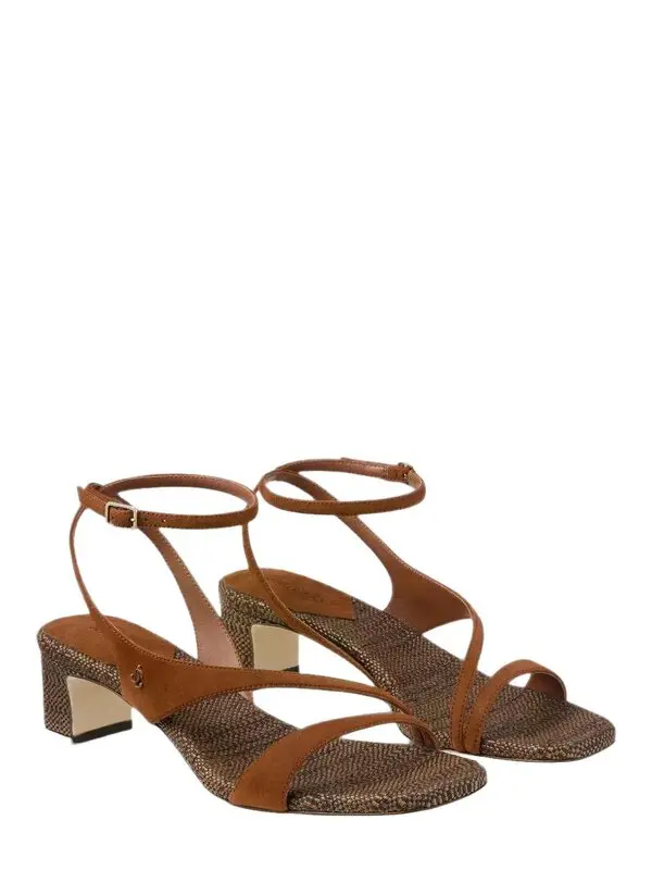 JIMMY CHOO Faye 45 Crossover Strap Sandals - Brown
