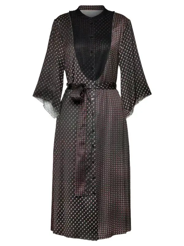 MAISON MARGIELA Belted Patchwork Paisley Midi Dress - Brown