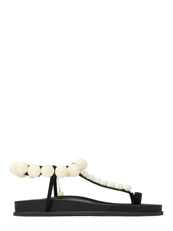 JIMMY CHOO Miro Suede Embellished Flat Sandals - Black