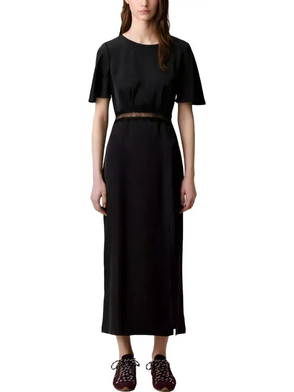Claudie Pierlot Lace-trim Open-back Maxi Dress - Black