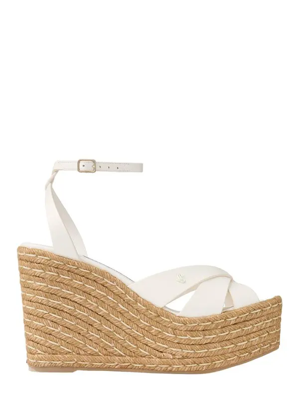 JIMMY CHOO Korra 100 Nappa Leather Wedge Sandals - Neutral